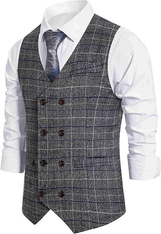 iTNHFP Men's Waistcoats Formal Relaxed Fit Mens Solid formal Waistcoat ...