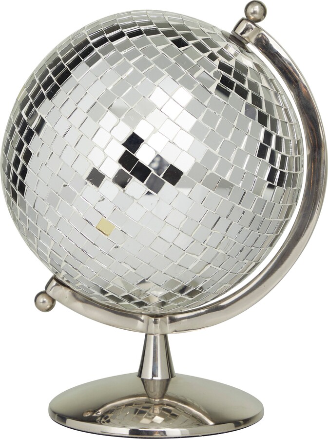 VIVIAN LUNE HOME Silvertone Stainless Steel Disco Ball Style Globe ...