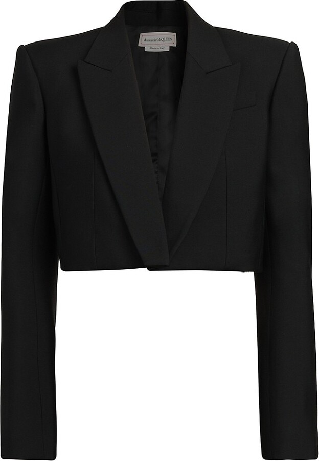 Alexander McQueen Wool Cropped Tuxedo Jacket - ShopStyle Blazers