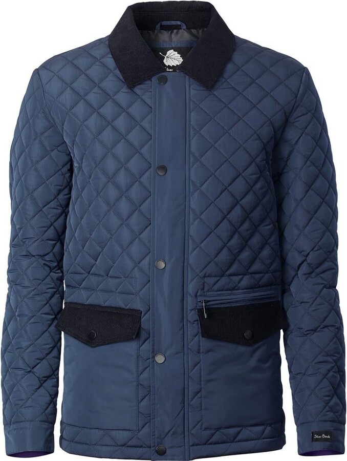 SILVER BIRCH Men's Diamond Quilted Classic Jacket with Corduroy Collar ...