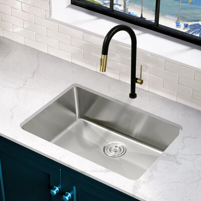 KBFmore Tight Radius 27 inch 18 Gauge Single Bowl Undermount Kitchen ...