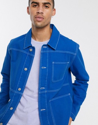 ASOS DESIGN denim SHACKET in cobalt blue - ShopStyle Outerwear