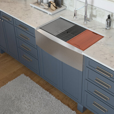 Logmey Stainless Steel 30'' L x 22'' W Farmhouse Kitchen Sink with ...