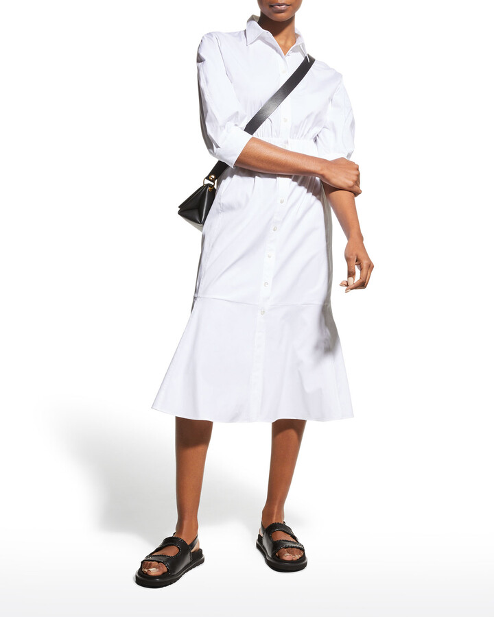 Theory Puff-Sleeve Structured Shirtdress - ShopStyle Day Dresses