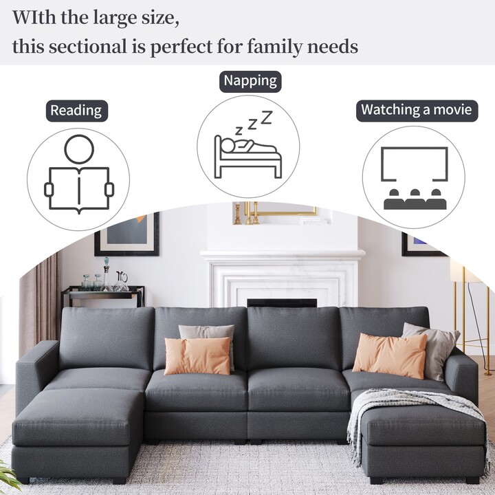 GREATPLANINC Versatile Convertible Modular Sofa Bed 3 Pieces U-shape ...