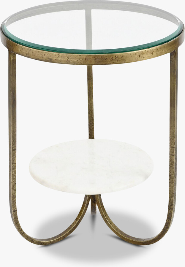 Libra Interiors Nolita White Marble And Antique Iron Side Table - ShopStyle