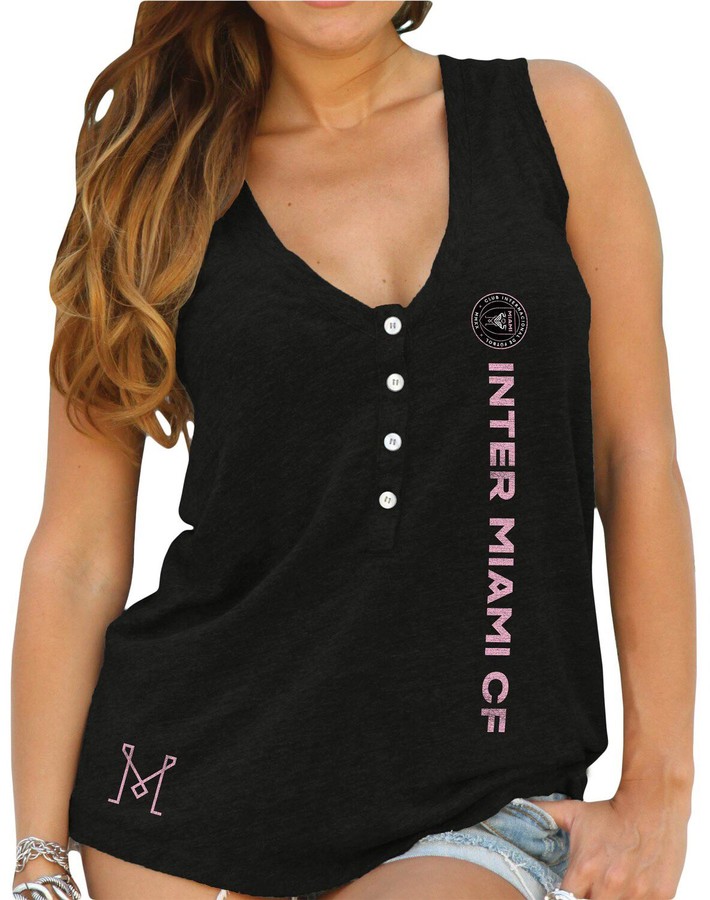 Women's Original Retro Brand Black Inter Miami CF Tri-Blend Henley Tank ...