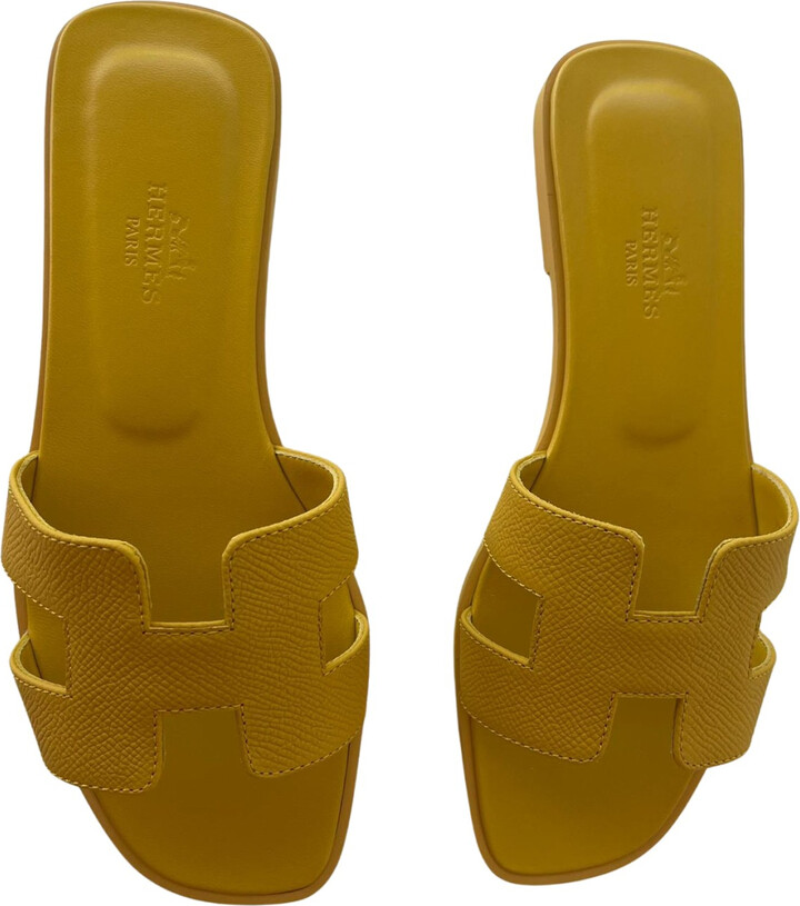 Hermes Oran leather mules - ShopStyle