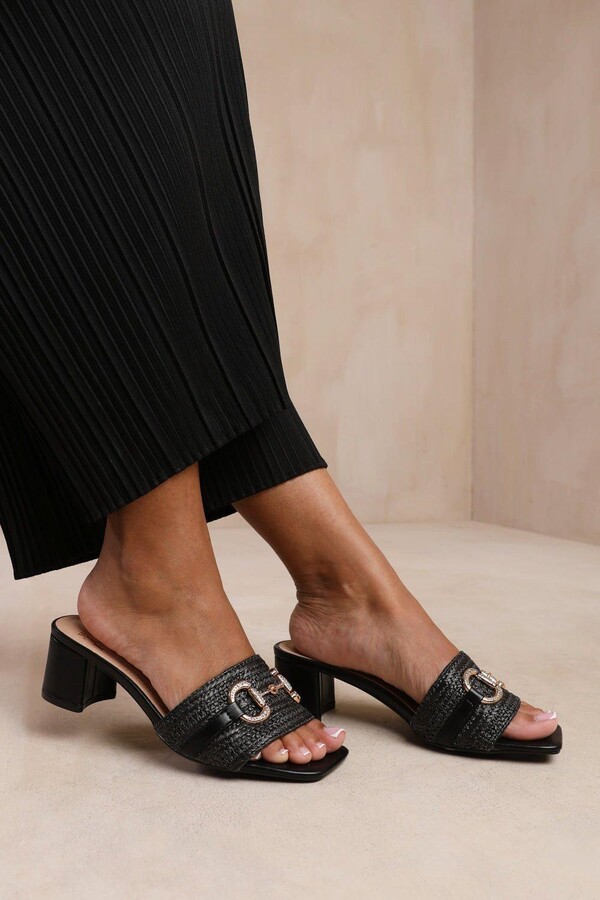 Where's That From 'Rhodes' Low Block Mules With Buckle Detail - Black ...