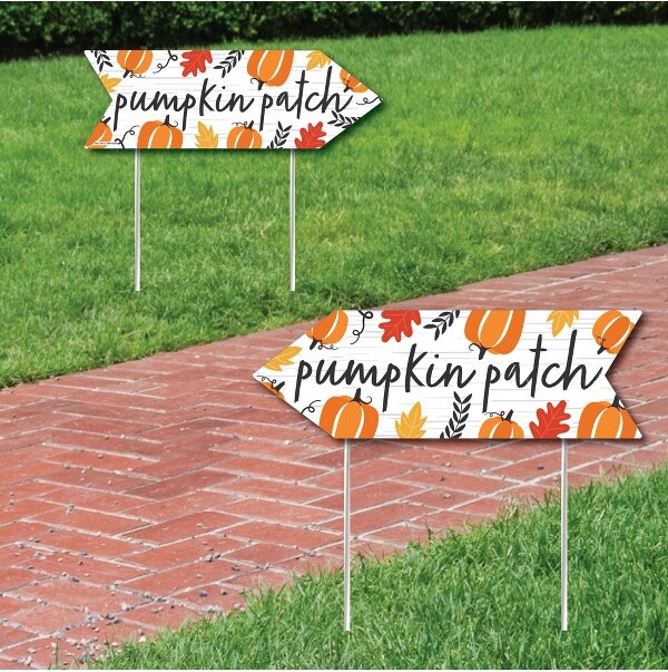 Big Dot of Happiness Fall Pumpkin - Halloween or Thanksgiving Party Sign Arrow - Double Sided ...