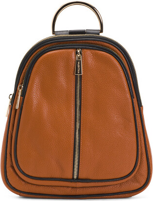 TJMAXX Leather Flat Backpack With Center Zip Closure - ShopStyle