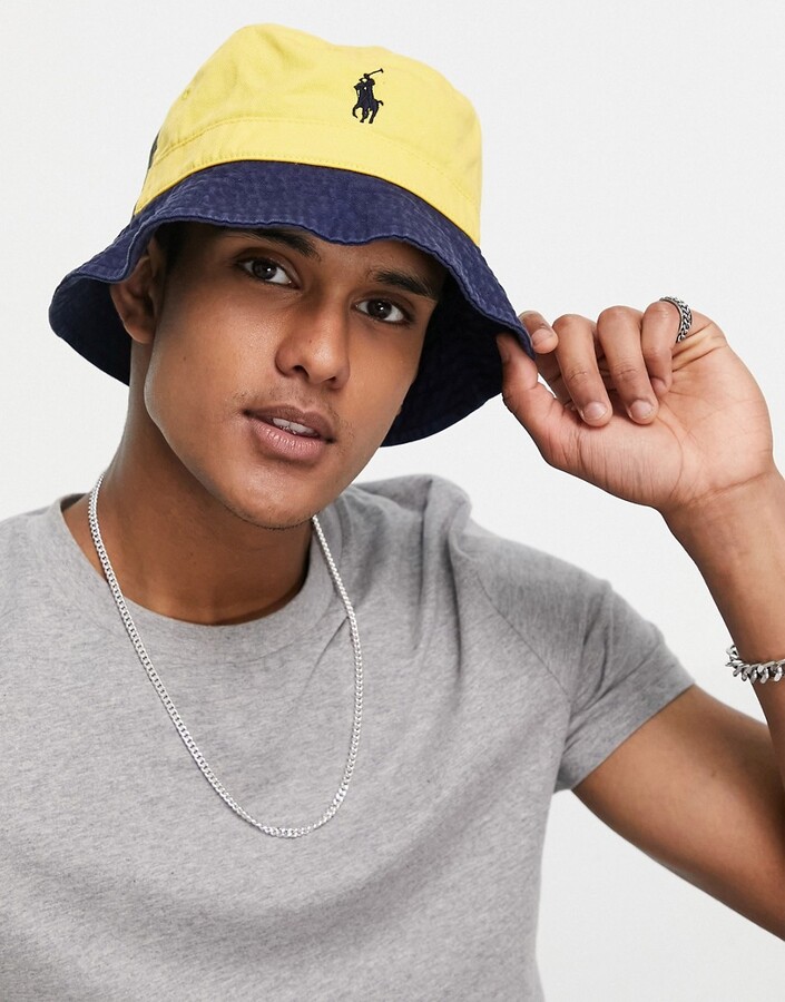 Polo Ralph Lauren icon logo twill color block bucket hat in multi - ShopStyle