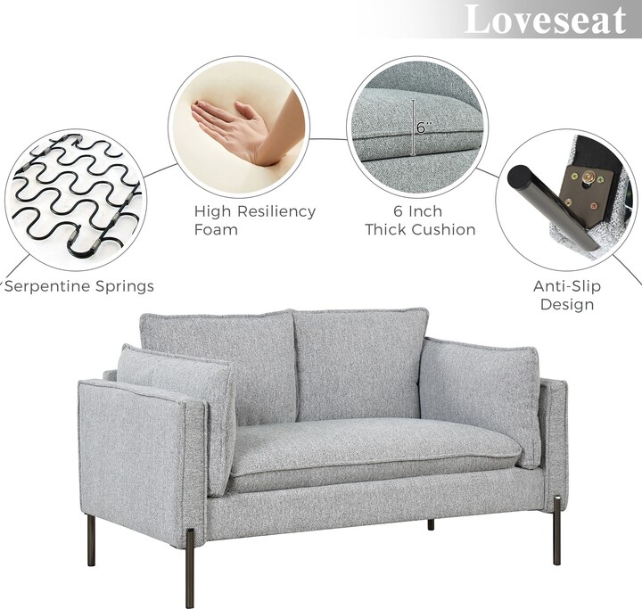RASOO 2 Piece Sofa Sets Modern Linen Fabric Upholstered, Loveseat and 3 ...