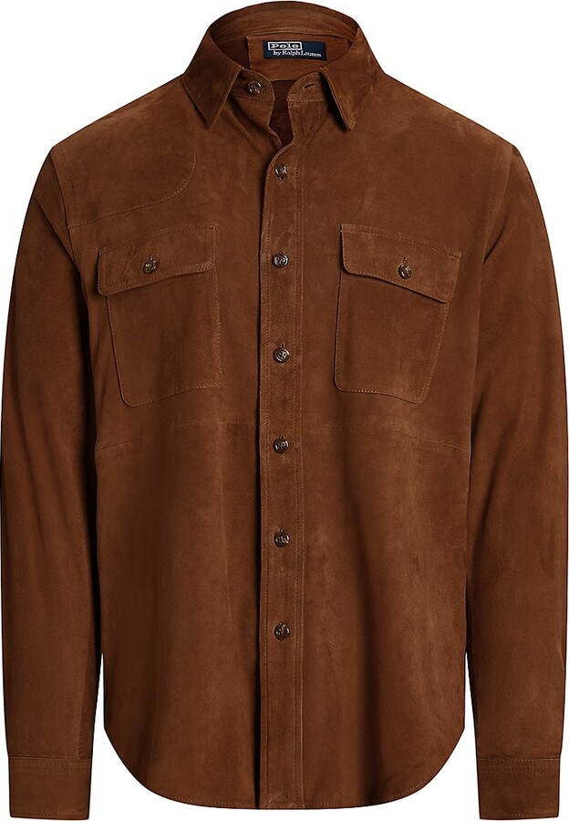 Polo Ralph Lauren Suede Long-Sleeve Shirt - ShopStyle
