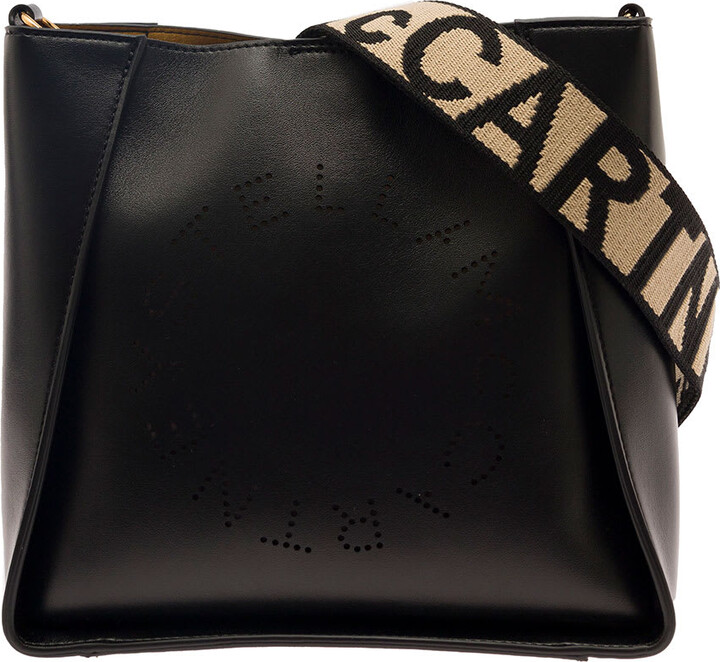 Stella McCartney Mini Black Crossbody Bag With Perforated Logo In Faux ...