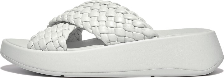 FitFlop F-Mode Woven-Leather Flatform Cross Slides - ShopStyle