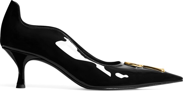 Schiaparelli Leather Keyhole Pumps - ShopStyle Heels