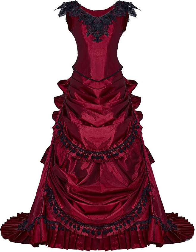 Fortunehouse Women's Gothic Victorian Bustle Wedding Gown Renaissance ...