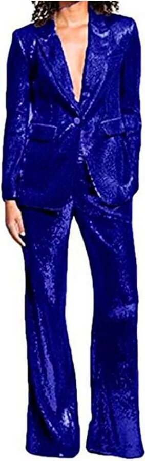 Botong Women's Sequined Fashion Suit Set One Button 2 Piece Wedding ...