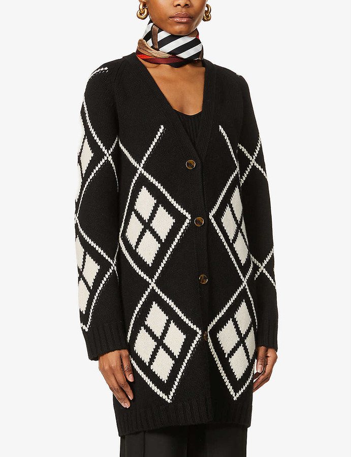 KHAITE Klara diamond-pattern cashmere cardigan - ShopStyle