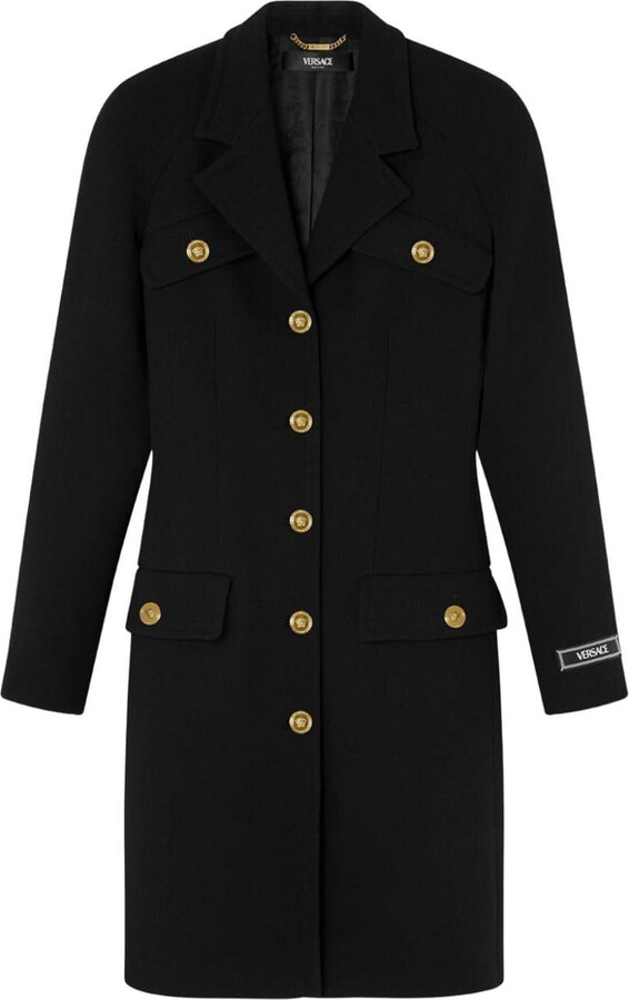 Versace Coat In Double Wool Crepe Stretch - ShopStyle