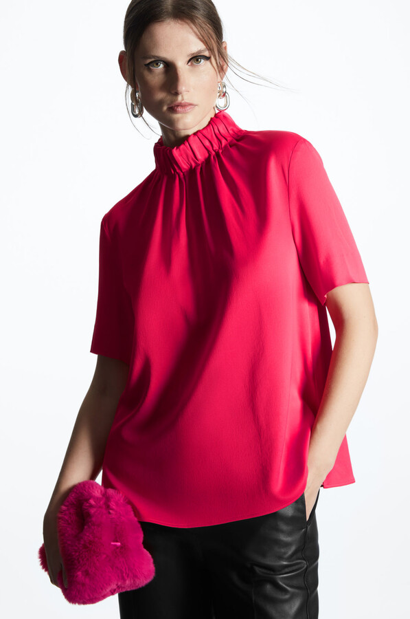 COS High-Neck Satin Top - ShopStyle