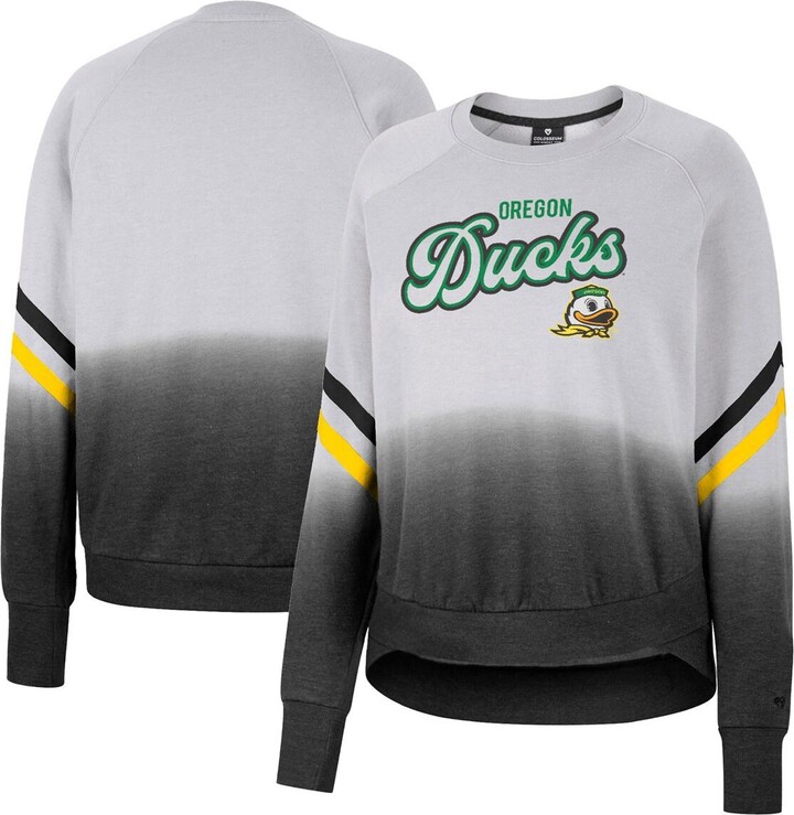 Colosseum Women's Gray Oregon Ducks Cue Cards Dip-Dye Raglan Pullover ...
