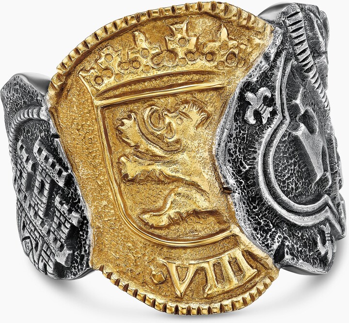 David Yurman Shipwreck Coin Signet Ring in Sterling Silver with 18K ...