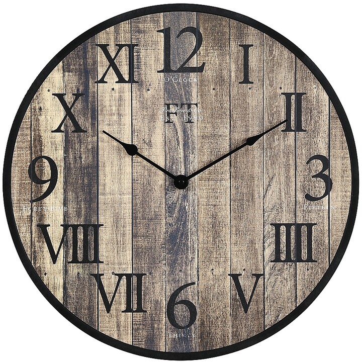 FirsTime & Co. 20" Rustic Barnside Round Wall Clock In Dark Brown ...