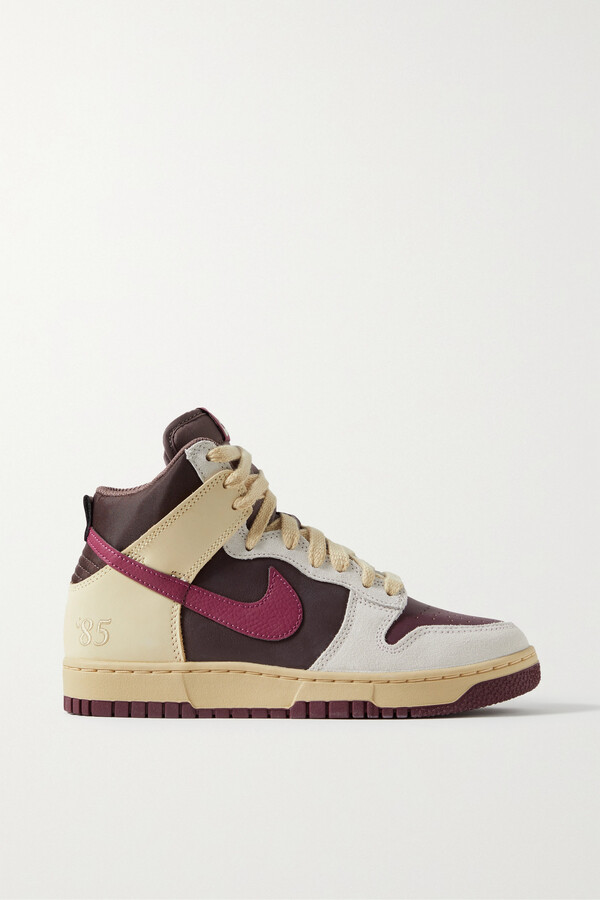 Nike Dunk 1985 Leather, Suede And Shell High-top Sneakers - Burgundy - ShopStyle