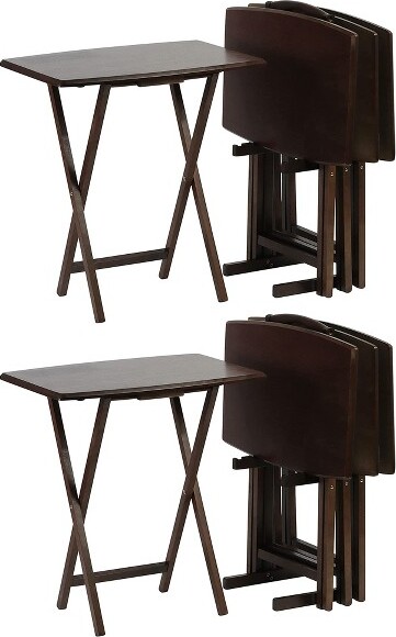 PJ Wood Solid and Sturdy Wood Construction Portable Folding TV Snack ...