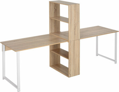 Creationstry Computer Desk with Storage Shelves, Study Writing Table ...