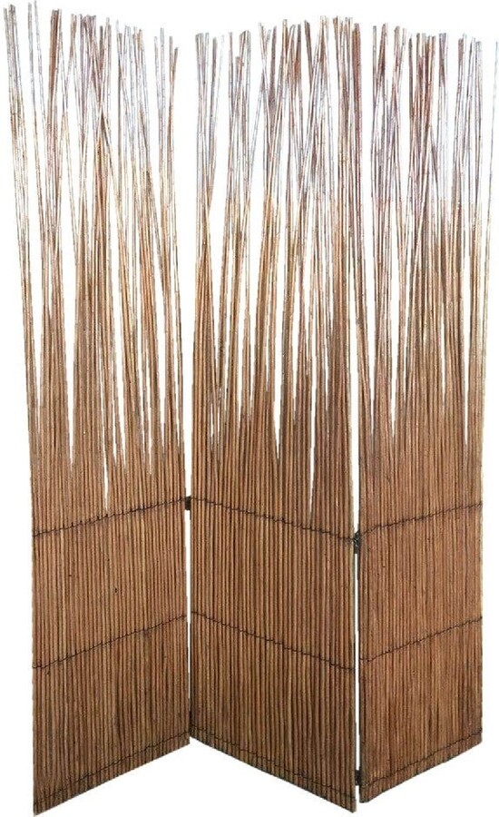 Traditional Style 3 Panel Wooden Willow Branch Room Divider - 69 H x 2 ...