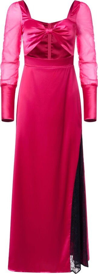 Lola Adu Winta Cutout Satin With Organza Puff Sleeves Maxi Dress In ...