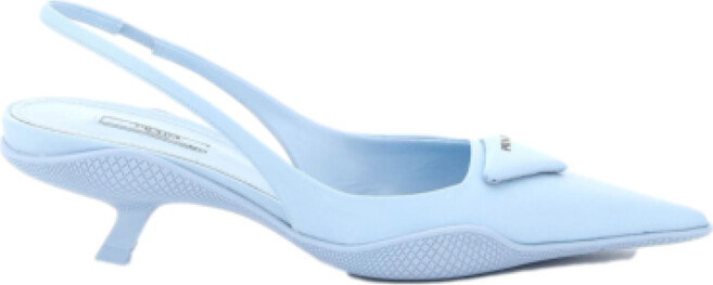 Prada Triangle Logo Plaque Slingback Pumps - ShopStyle