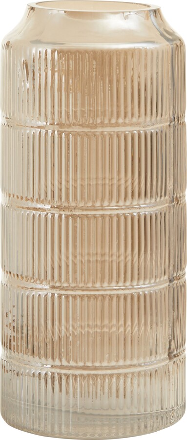 Premier Housewares Modern Large Grey Textured Glass Vase, Ribbed Design ...