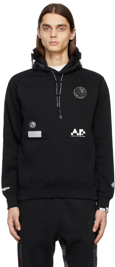 AAPE by A Bathing Ape Black Graphic Patch Hoodie - ShopStyle