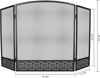 Mercer41 3-Panels Fireplace Screens Decorative Fireplace Guard Screen ...