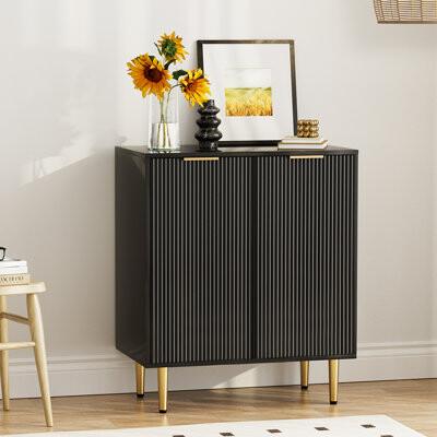Ebern Designs Fluted Buffet Cabinet With Storage, Modern Sideboard Cabinet With Adjustable ...