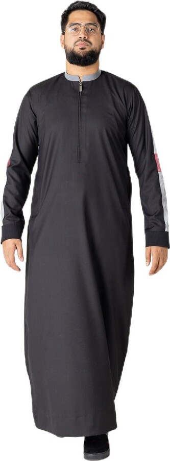 alqamees Mens Thobe Exclusive Long Sleeve Kaftan Traditional Islamic ...
