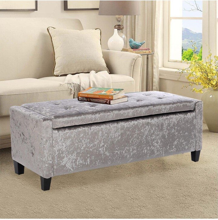 Living and Home Modern Velvet Storage Bench - ShopStyle
