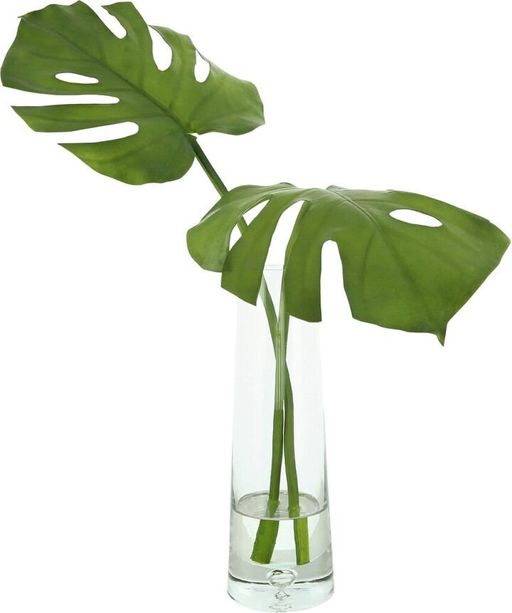 Creative Displays Green Philo Leaf Arrangement In A Clear Glass Vase - ShopStyle