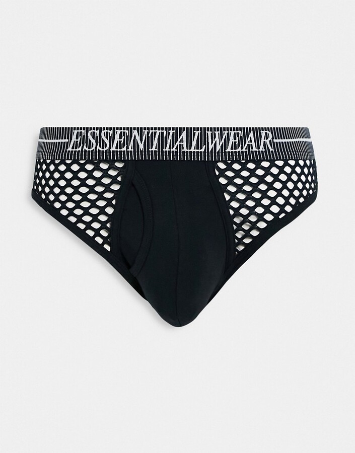 ASOS DESIGN mesh brief with Essentialwear waistband - ShopStyle