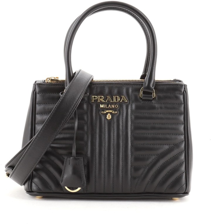 Prada Double Zip Tote Diagramme Quilted Leather Mini - ShopStyle
