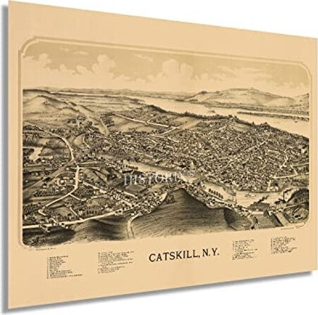 Etsy 1889 Catskill Ny Map - Vintage Art Old New York Birds Eye View ...