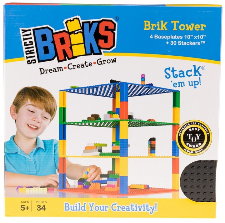 Strictly Briks Brik Tower Brick Construction Buiding Set - 4 Baseplates ...