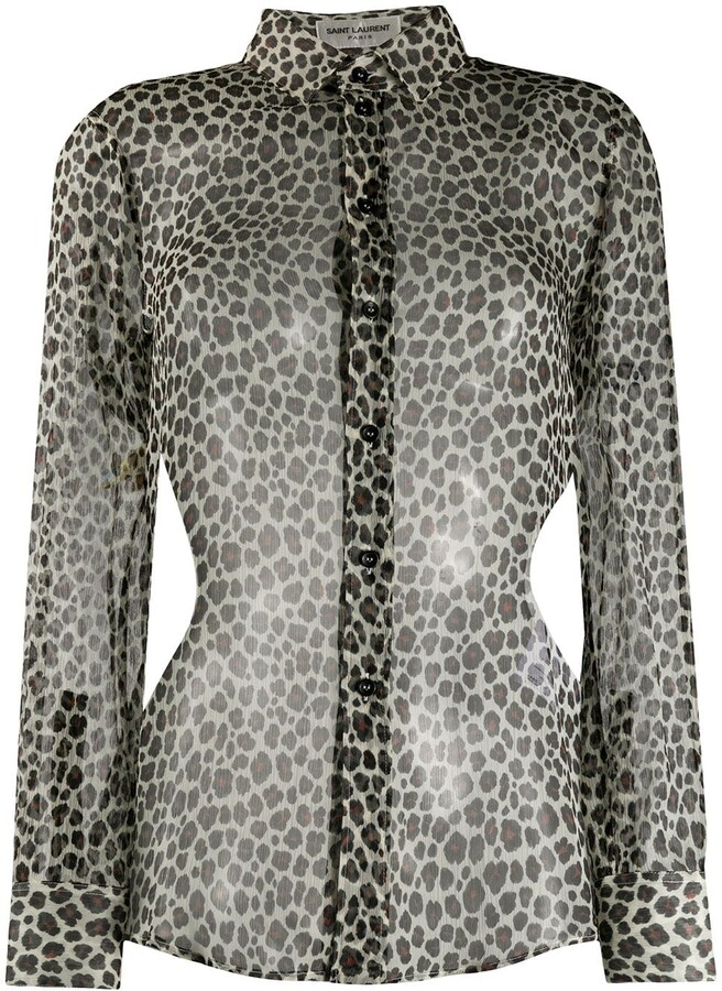 Saint Laurent Leopard Silk Shirt - ShopStyle Tops