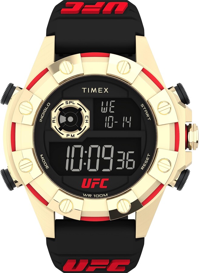 Timex UFC Men's Kick 49mm Watch - Black Strap Digital Dial Gold-Tone ...