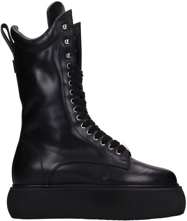 ATTICO Selene Combat Boots In Black Leather - ShopStyle