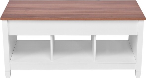 Tangkula Height Adjustable Wood Table Coffee Desk Teapoy Hidden ...